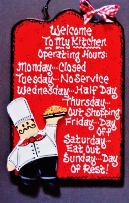 FAT CHEF Kitchen Operating Hours SIGN Cucina Bistro Wall Art Hanger ...