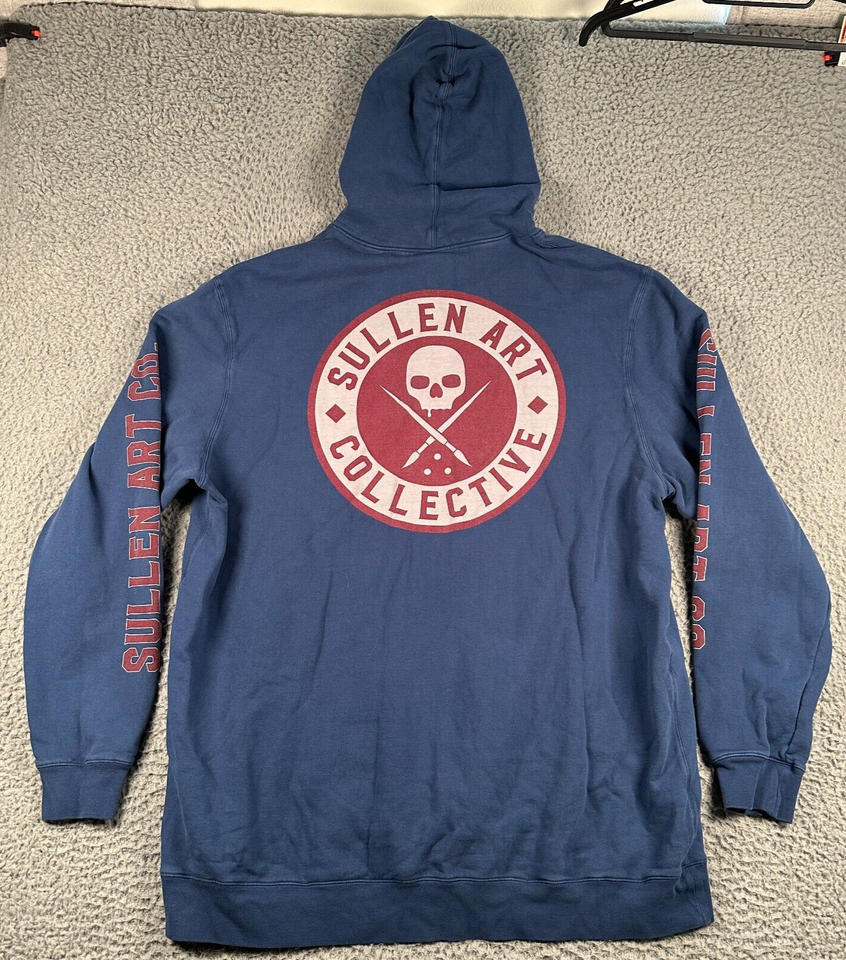 Sullen Art Collective Hoodie Mens 5X Blue Skull Chest Arm Back Logo ...