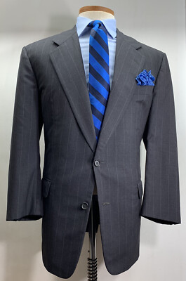 Warren K Cook Wool Gray Striped Suit Men’s 46 R Made In Canada | eBay