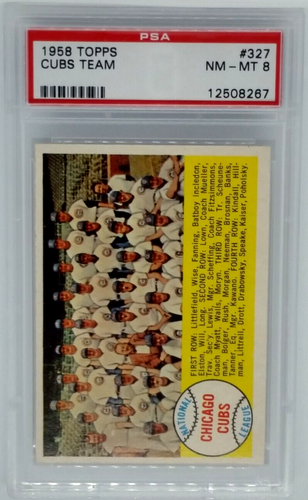 1958 Topps #327 Chicago Cubs Team Checklist Card - Graded PSA 8 NM-MT ...