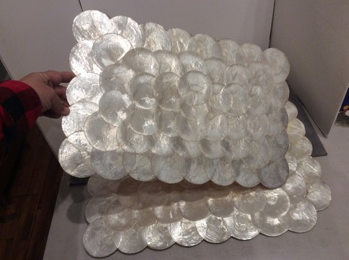 VTG CAPIZ Shell Rectangular Placemats-SET of 8 - 18"x12" Scalloped ...