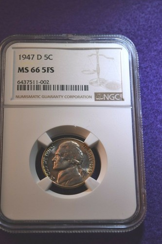 1947-D JEFFERSON NICKEL NGC CERTIFIED MS--66 5 FULL STEPS EXTRAORDINARY ...