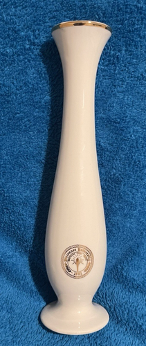 Vintage Vincennes University Indiana Bud Vase 8.5" Gold Trim & Seal ...