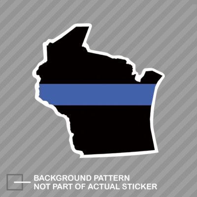Wisconsin State Shaped The Thin Blue Line Sticker Decal Vinyl police WI ...