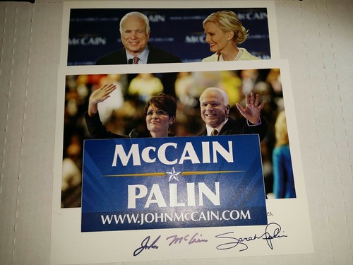 JOHN McCAIN SIGNED 8X10 PHOTOS-facsimile or auto penned nice + bumper ...
