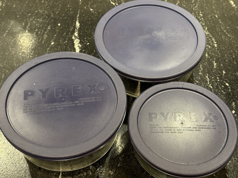 Lot Of 3 PYREX Vintage Glass Storage Bowls With Lids Two 7 Cup And One ...