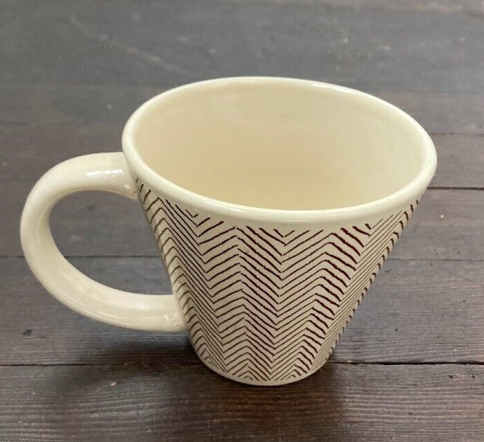 MSRF Design Studio Coffee Mug Retro Cream Beige Brown Chevron Stripes ...