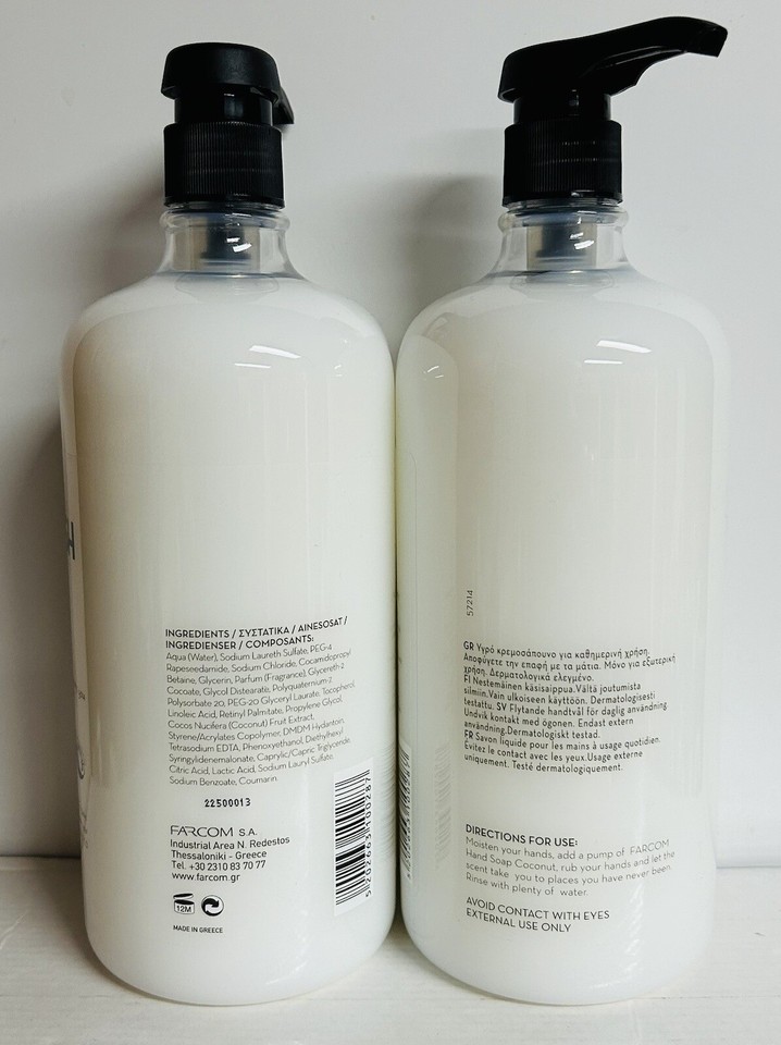 2 -Pack Farcom ~ Coconut Exotic Hand Wash with Vitamins A, E & F 33.8 ...