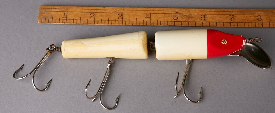 VINTAGE HICO 7" RED/WHITE MUSKIE MINNOW OLD WOOD FISHING LURE | eBay