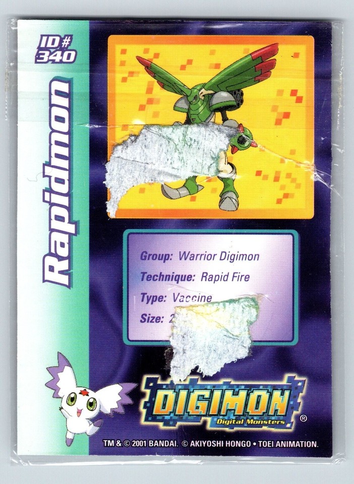 Digimon Card - Rapidmon ID #340 - SEALED - Toy Exclusive - 2001 Bandai ...