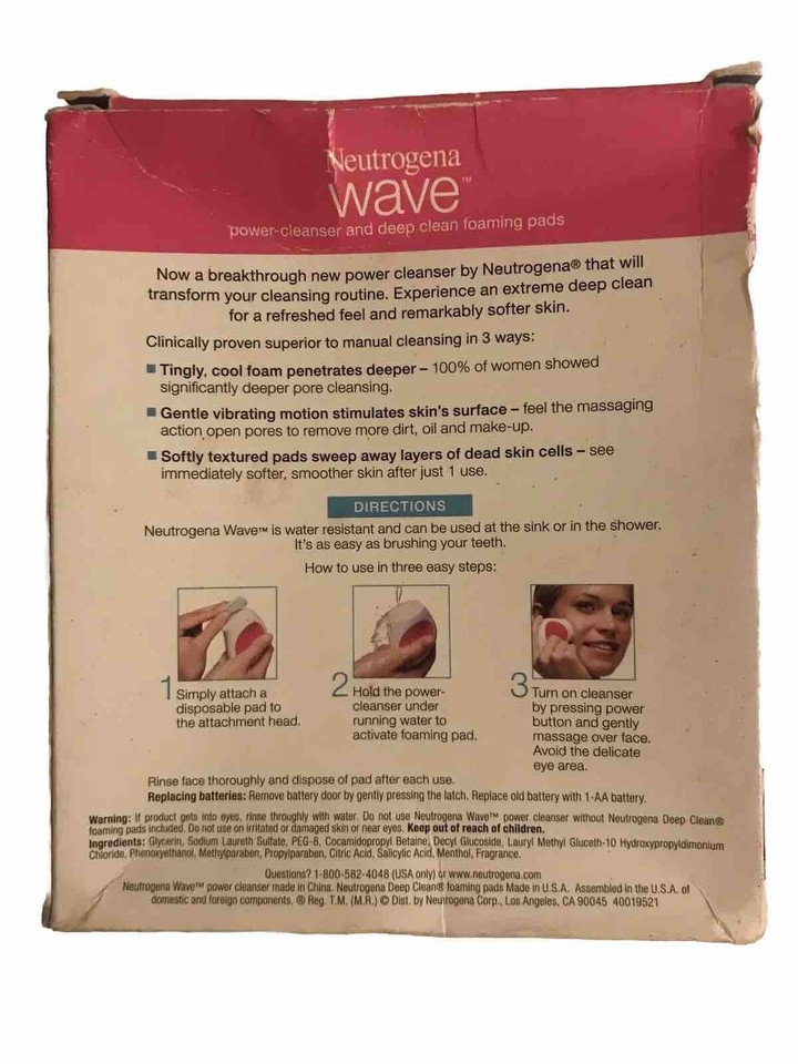 Neutrogena Wave Power-Cleanser Deep Clean Foaming Pads Rare Hard To ...