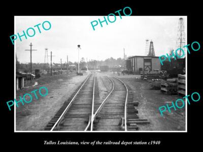 OLD LARGE HISTORIC PHOTO OF TULLOS LOUISIANA THE RAILROAD DEPOT STATION ...