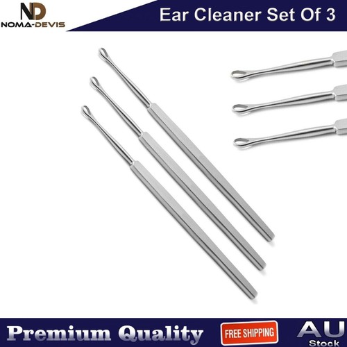 3 PCS Set Medical Ear Cleaner Wax Remover Ear Pick Curette Surgical ...