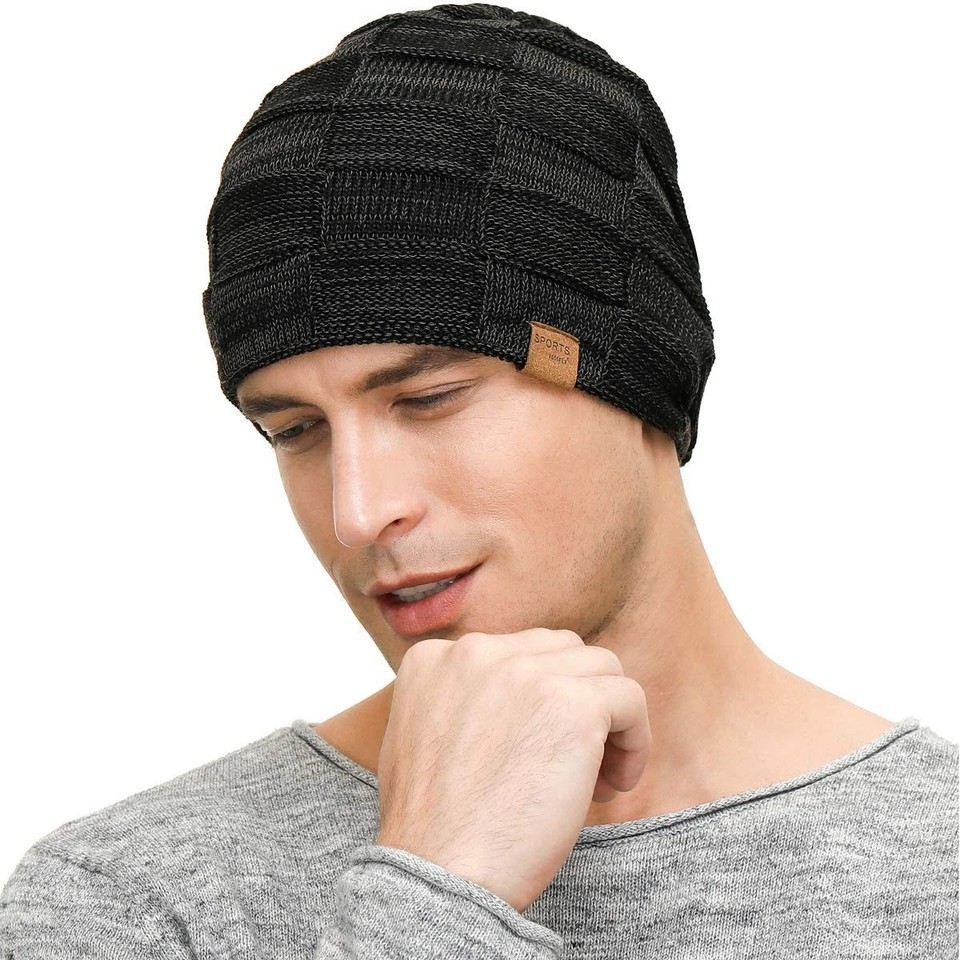 Slouchy Beanie for Men Winter Hats for Guys Cool Beanies Mens Lined ...