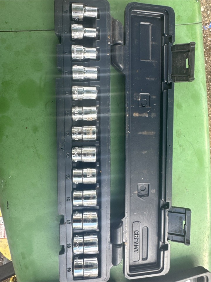 Cornwell Blue Power 13 Piece 12 Point 3/8 Drive Metric Shallow Shocket ...