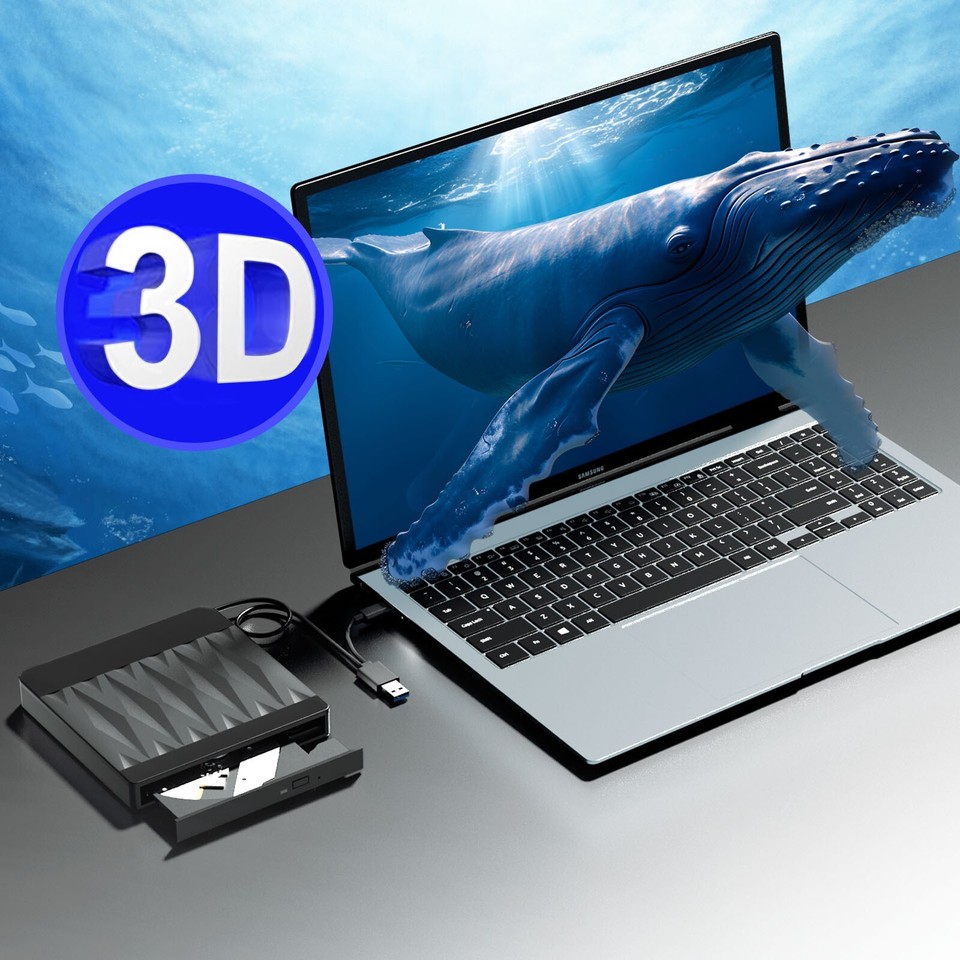 External Blu-ray DVD Drive Portable BD/DVD/CD -/+RW Player Burner ...