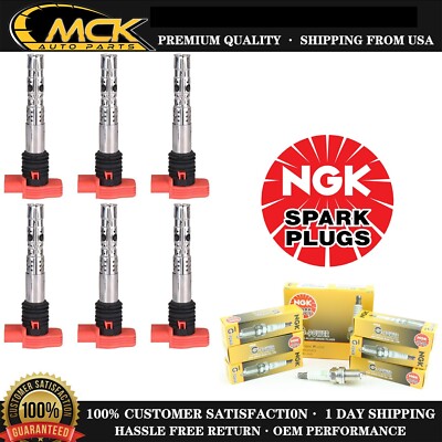 6x Ignition Coil & 6x NGK Spark Plug For Audi A4 A4 Quattro A6 A6 ...