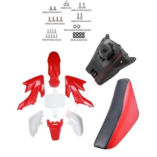 Red Plastics Fender Kit + Tall Seat Tank Dirt Bike For CRF50 110cc ...