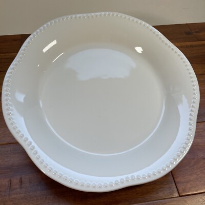 Pottery Barn Emma Large Oval Beaded Ivory White Serving Platter Made in ...