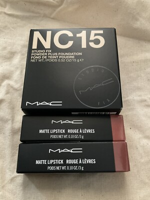 MAC Studio Fix Powder Plus Foundation NC15 + lipstick Shade Honeylove ...