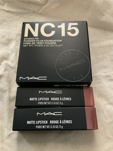 MAC Studio Fix Powder Plus Foundation NC15 + lipstick Shade Honeylove ...