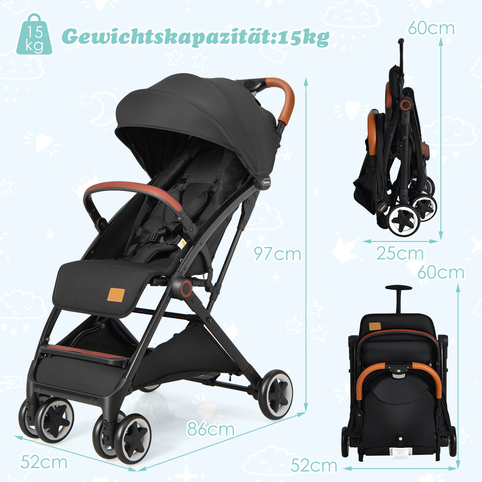 Reisebuggy Kinderwagen Sportbuggy faltbar Kinderbuggy mit Becherhalter ...