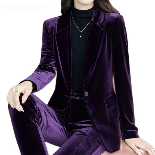 High Quality Velvet Formal Business Suits Pantsuits Office Work Wear ...