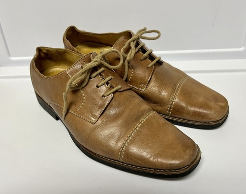 SANDRO MASCOLONI 17305 Sz 10D. Men's Tan Oxford Dress Shoes w Bryan Cap ...