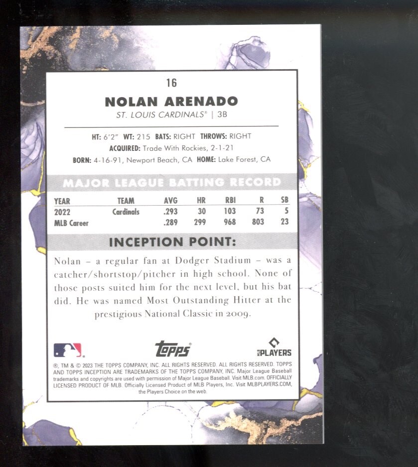 2023 Topps Inception Nolan Arenado #16 Saint Louis Cardinals | eBay