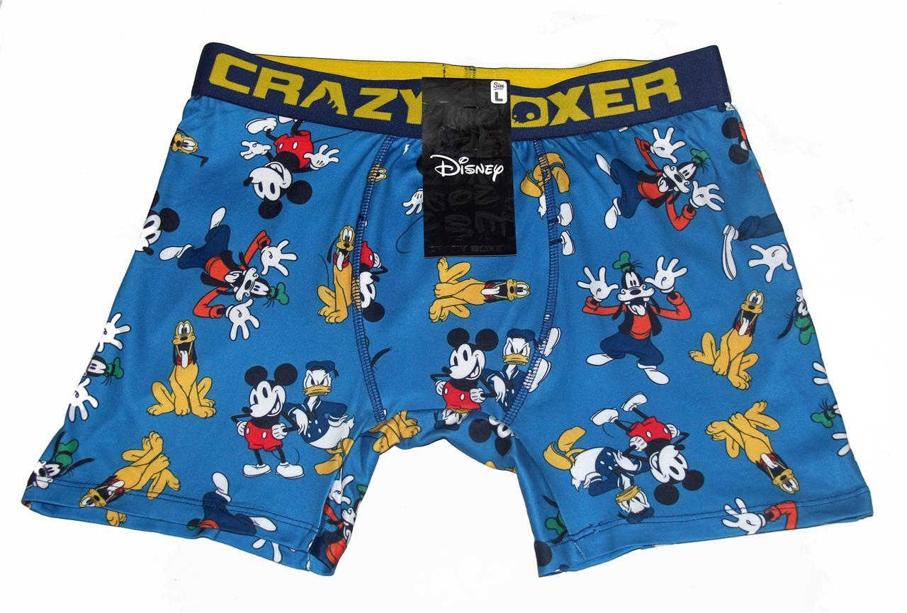 Crazy Boxer Disney Mickey Mouse Pluto Donald Duck Goofy Blue Boxers Men ...