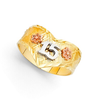 GOLD - 14K Tri Color Gold 15 Years Ring | eBay