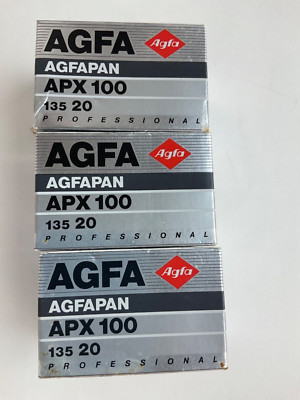 Set Of 3 Unopened Vintage Agfa APX 100 BW Film 135 20 Exposure Expired ...
