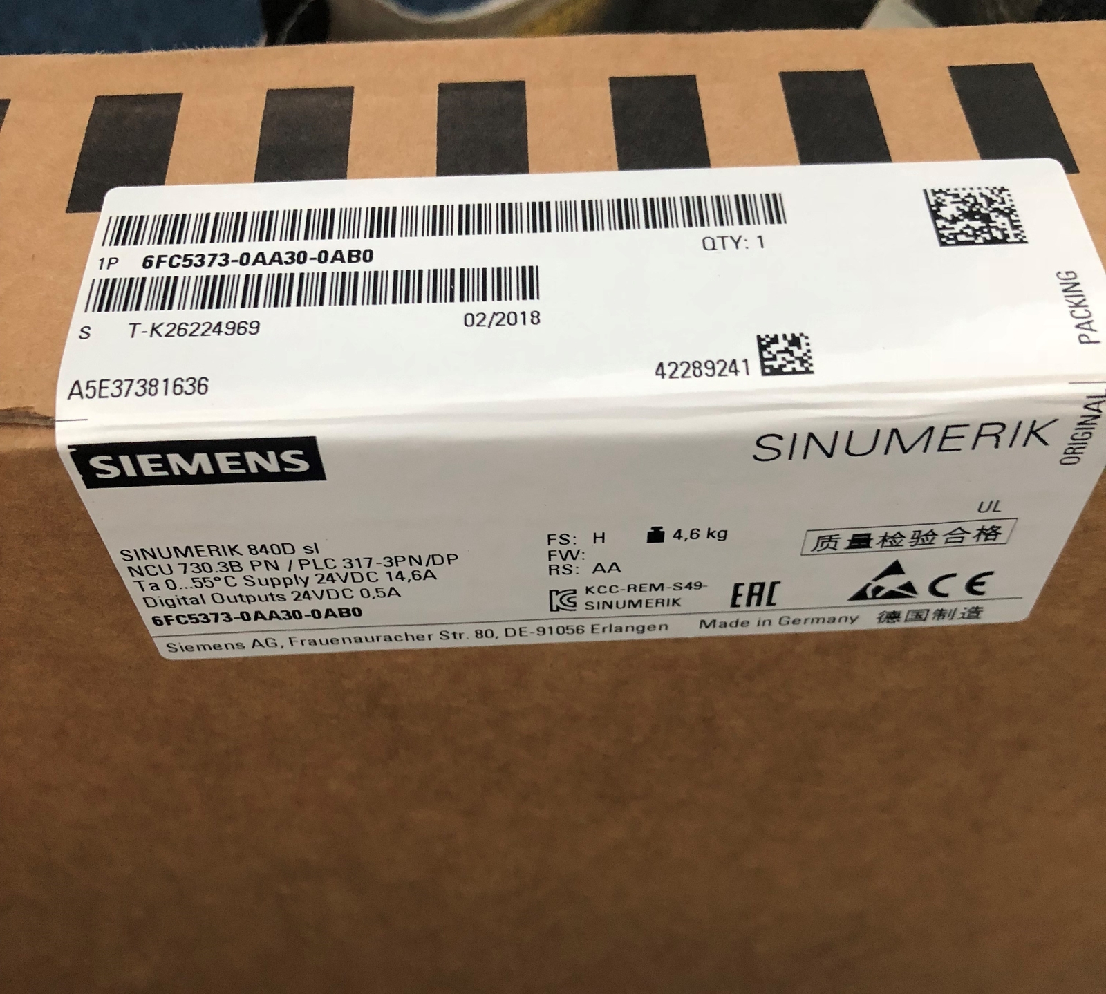 6FC5373-0AA30-0AB0 840D SL NCU 730.3B PN mit PLC 317-3 PN/DP Brand New ...