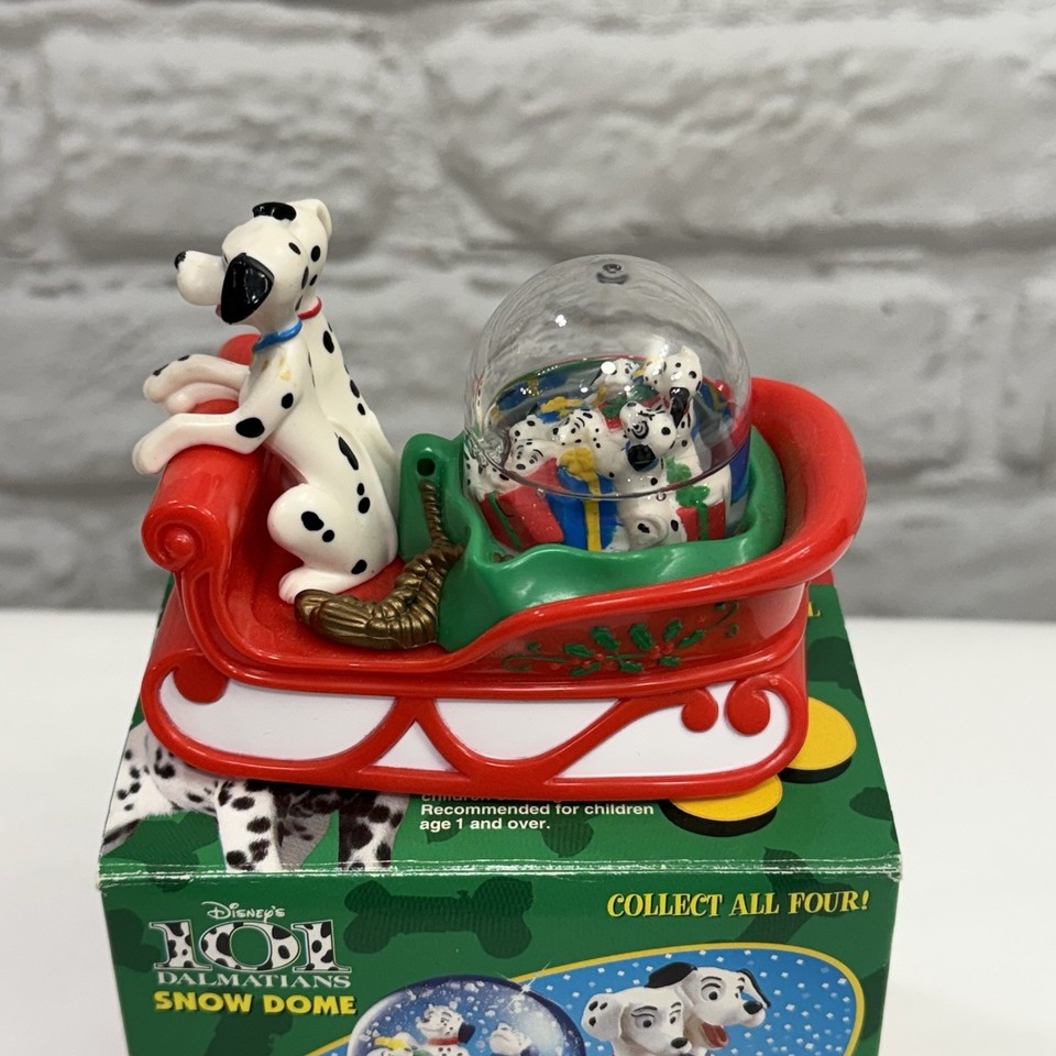 1996 Disney's 101 Dalmatians Snow Dome McDonalds Toy Dog Sledding Globe ...