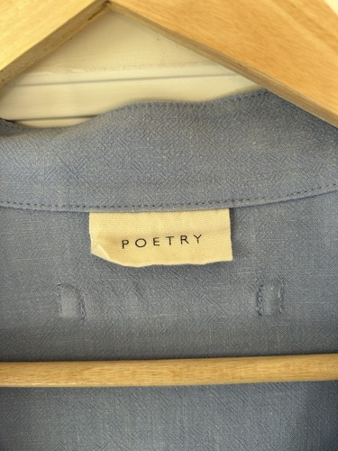 Poetry Light Blue Linen Mix Tunic Style Blouse Size 16 | eBay