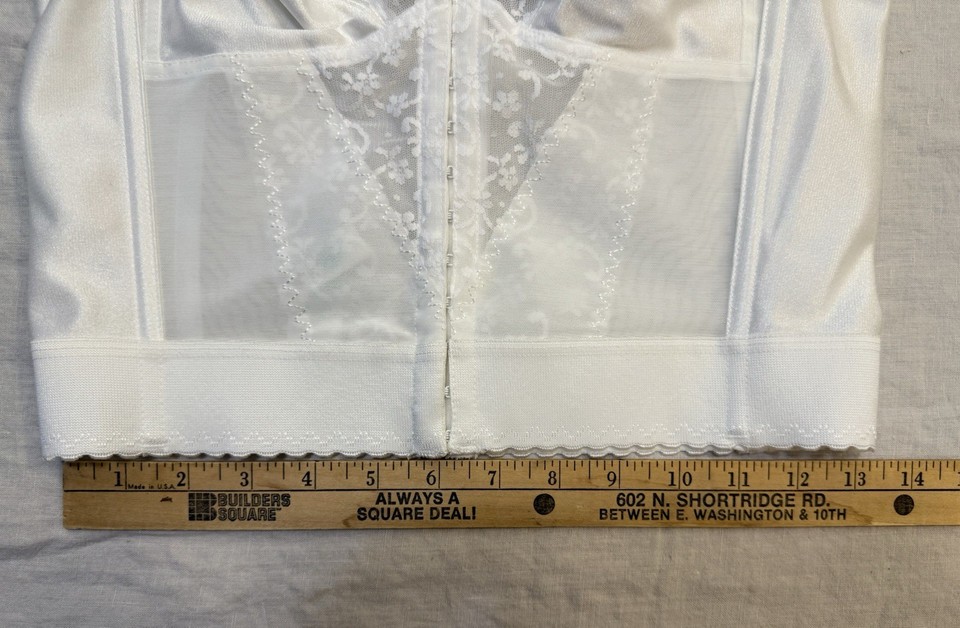 CARNIVAL Bustier Bra #745 Sz 38B Longline Stays White Front Hook Close ...