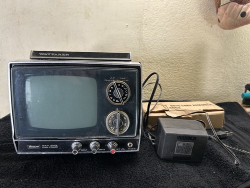 Vintage Sears Solid State Wayfarer Portable Tv With Cords | eBay