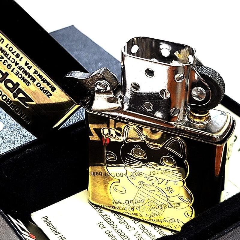 ZIPPO Lighter Lucky Cat Good Luck ZIPPO Good Luck Sculpture Amulet ...
