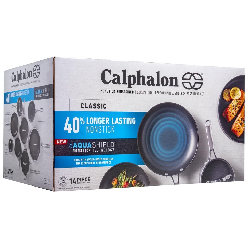 Calphalon Classic 14-Piece Hard-Anodized Dishwasher Safe Cookware Set ...
