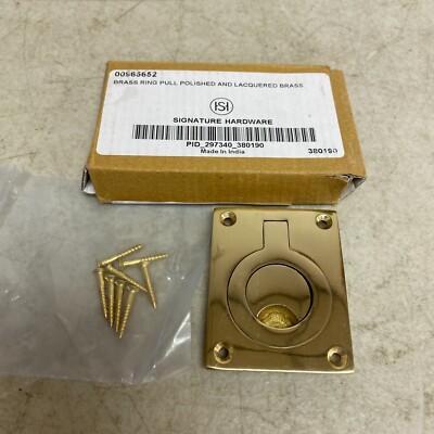 Signature Hardware Small Rectangular Recessed Ring Flush Pull Polished ...