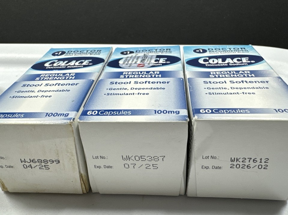 Colace 100mg Stool Softener Gentle•Dependable - 60 Capsules - Exp. 07/ ...