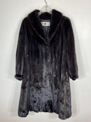Classic MINK Fur Coat black Medium 41" Length magnet closures Black ...