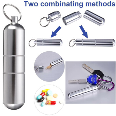 1pc Pill Box Keychain Medicine Case Bottle Small Holder Container ...