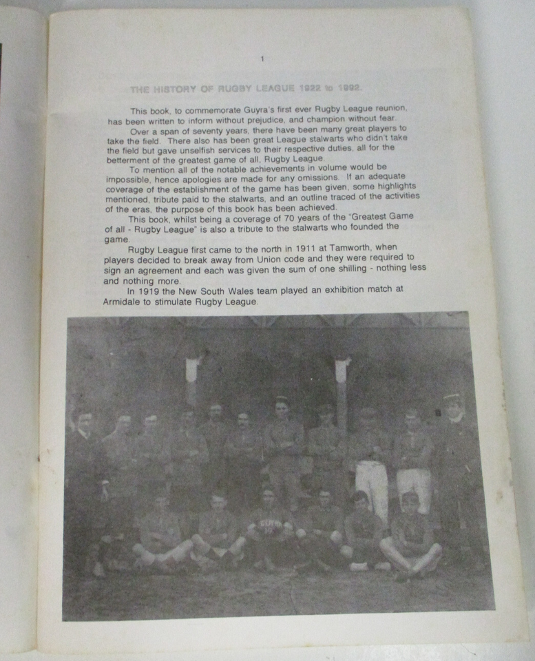 Seventy Years of Rugby League, History of The Guyra 1922 to 1992, by Ian McElroy | eBay UK