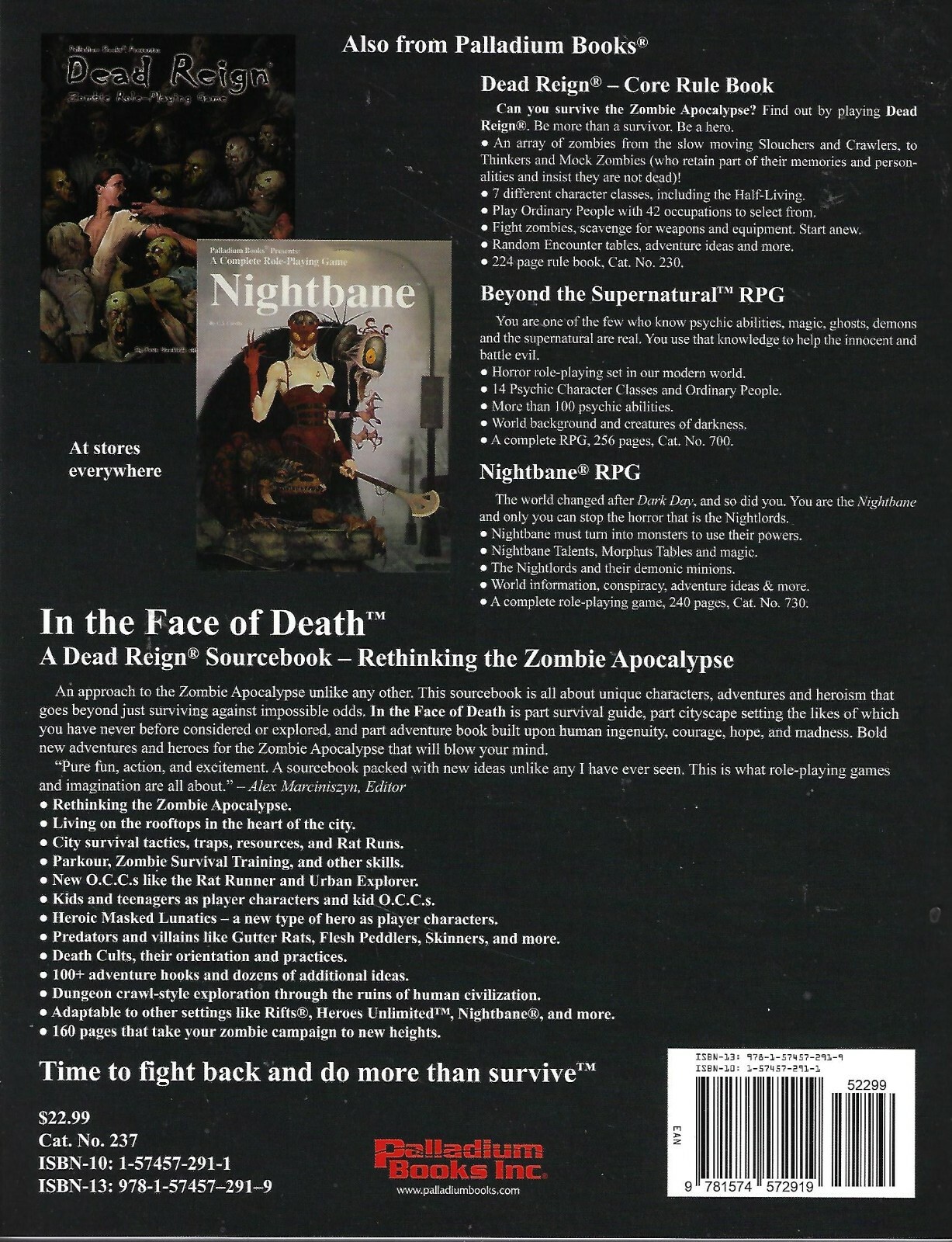 Palladium Horror RPG Sourcebook #7 - in The Face of Death for sale ...