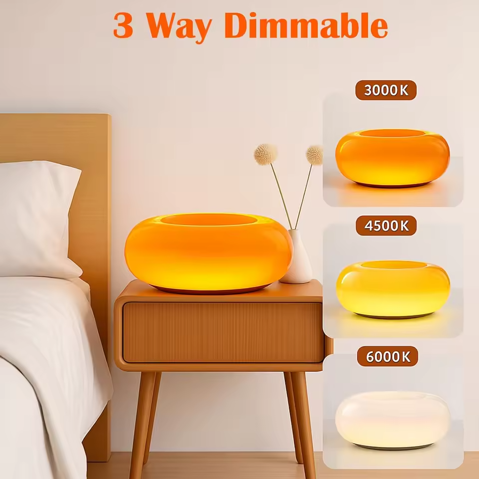 IKEA VARMBLIXT LED Table/Wall Donut Lamp Orange Glass/Round Sabine ...