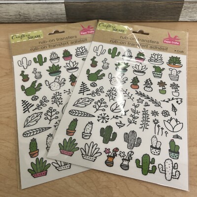 BRAND NEW 2 PACKS Crafter's Square Rub-On Transfers Cactus Scrapbooking ...