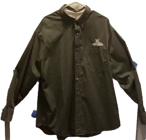 Men’s Jerzees Buckmasters XXL Button Down Green | eBay