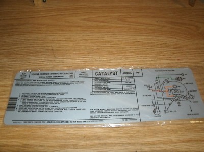 1979 PONTIAC FIREBIRD TRANS-AM FORMULA 301 4.9L ENGINE EMISSIONS DECAL ...