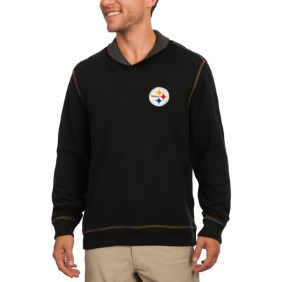 Tommy Bahama Men's NFL Swing Pass Shawl Sweater Pittsburgh Steelers M ...
